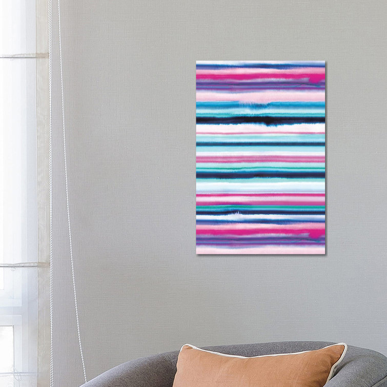 House of Hampton Degrade Ombre Stripes Pink by Ninola Design - Wrapped Canvas Graphic Art ...